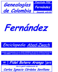 Genealogías de la famila de apellido FERNANDEZ en Colombia