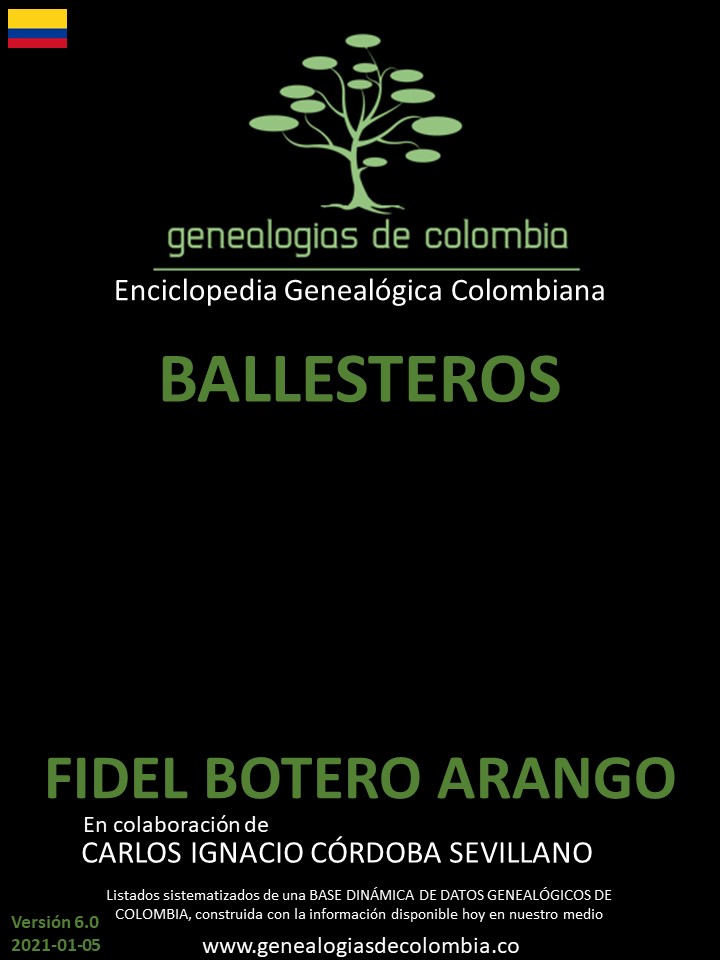 Genealogías de la famila de apellido BALLESTEROS en Colombia